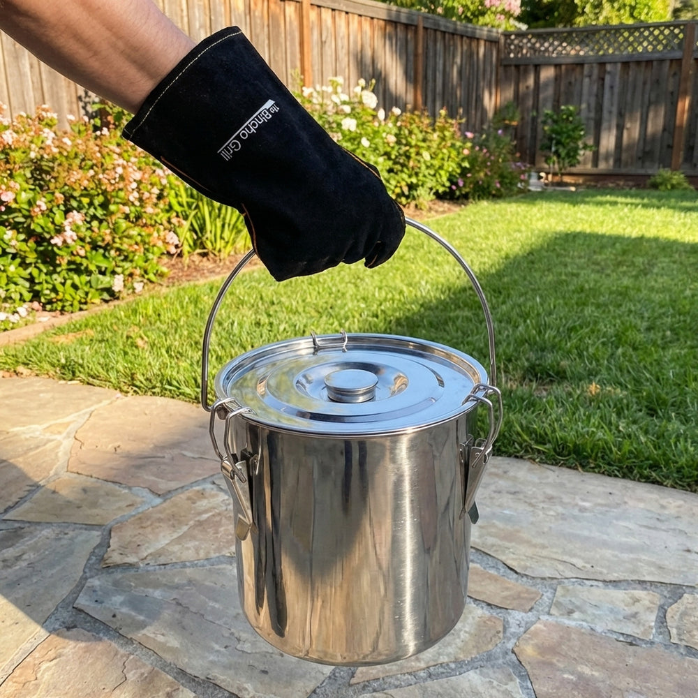 Charcoal Saver Extinguishing Bucket (Keshizumi) with Lockable Lid, 3 G